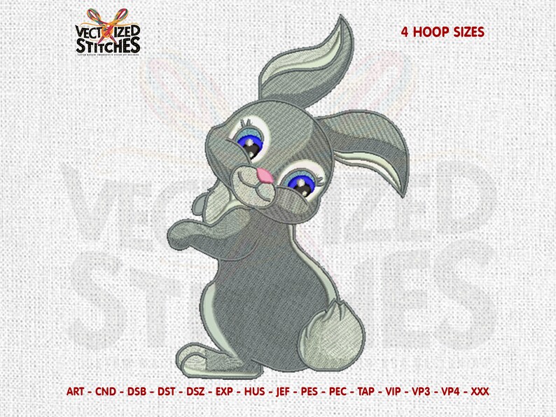 Cute Bunny Embroidery Design Smiley Rabbit Machine Embroidery Design ...