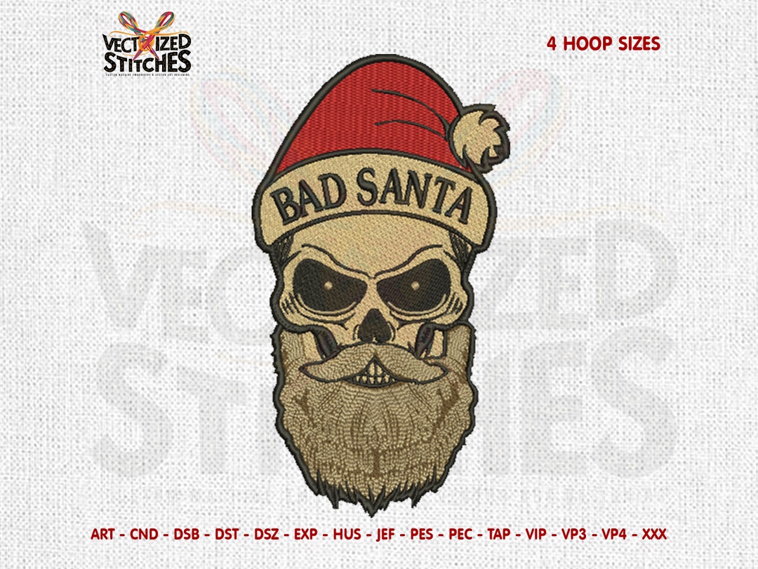 Bad Santa Face Embroidery Design Santa Digitized Embroidery Design ...