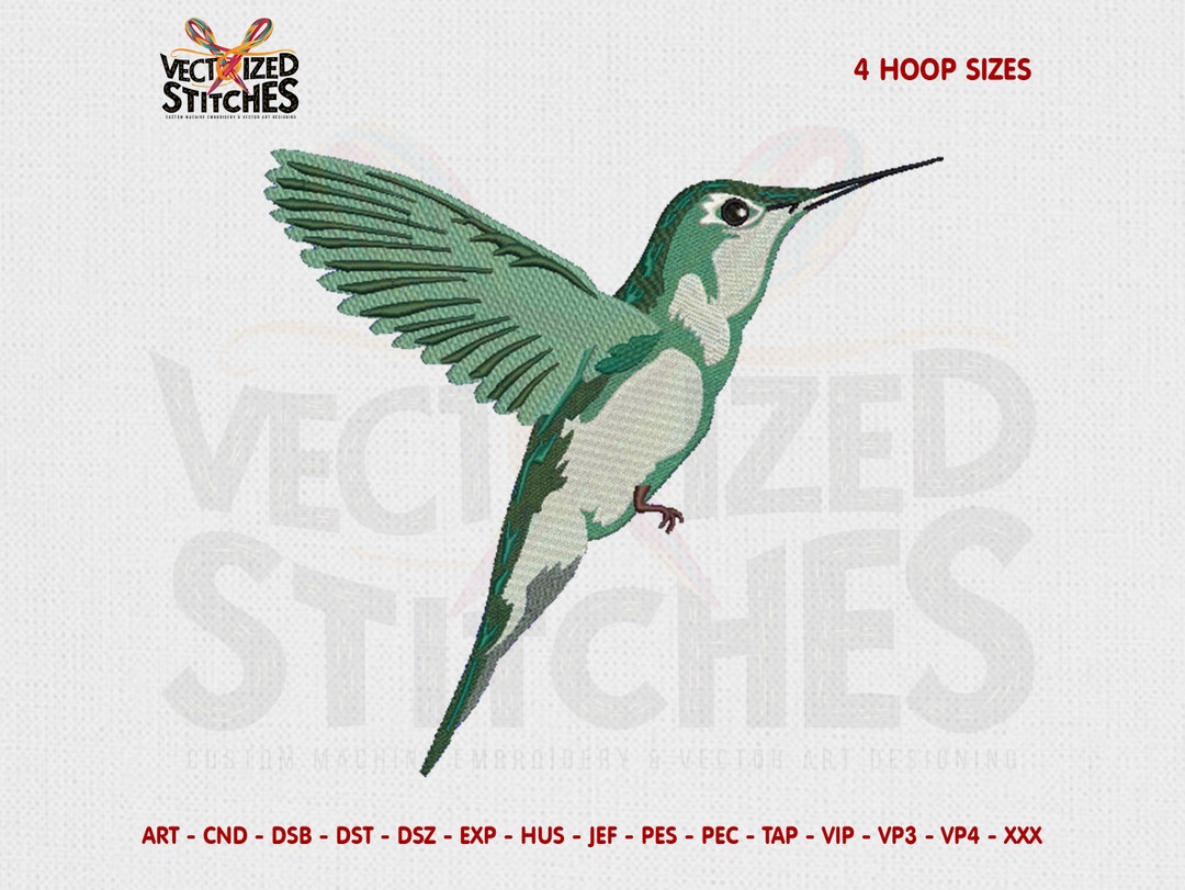 Humming Bird Embroidery Design Humming Bird Digitizing 4 Hoop Sizes Embroidery Pattern by ...