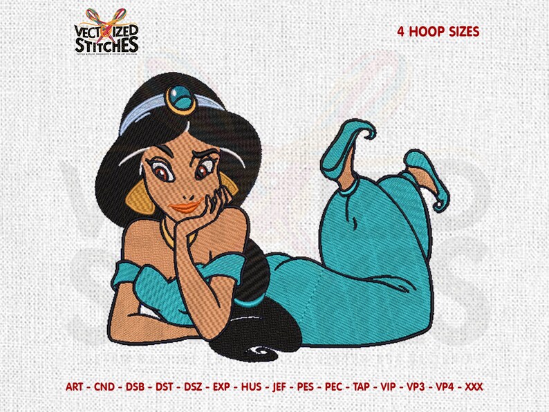 Jasmine Embroidery Design Aladin Cartoon Digitizing Aladin Jasmine ...
