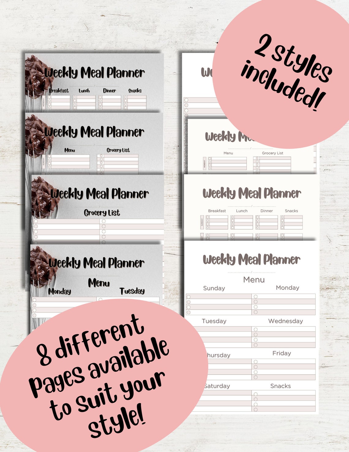 Editable Weekly Meal Planner and Grocery List Digital Easy Meal ...