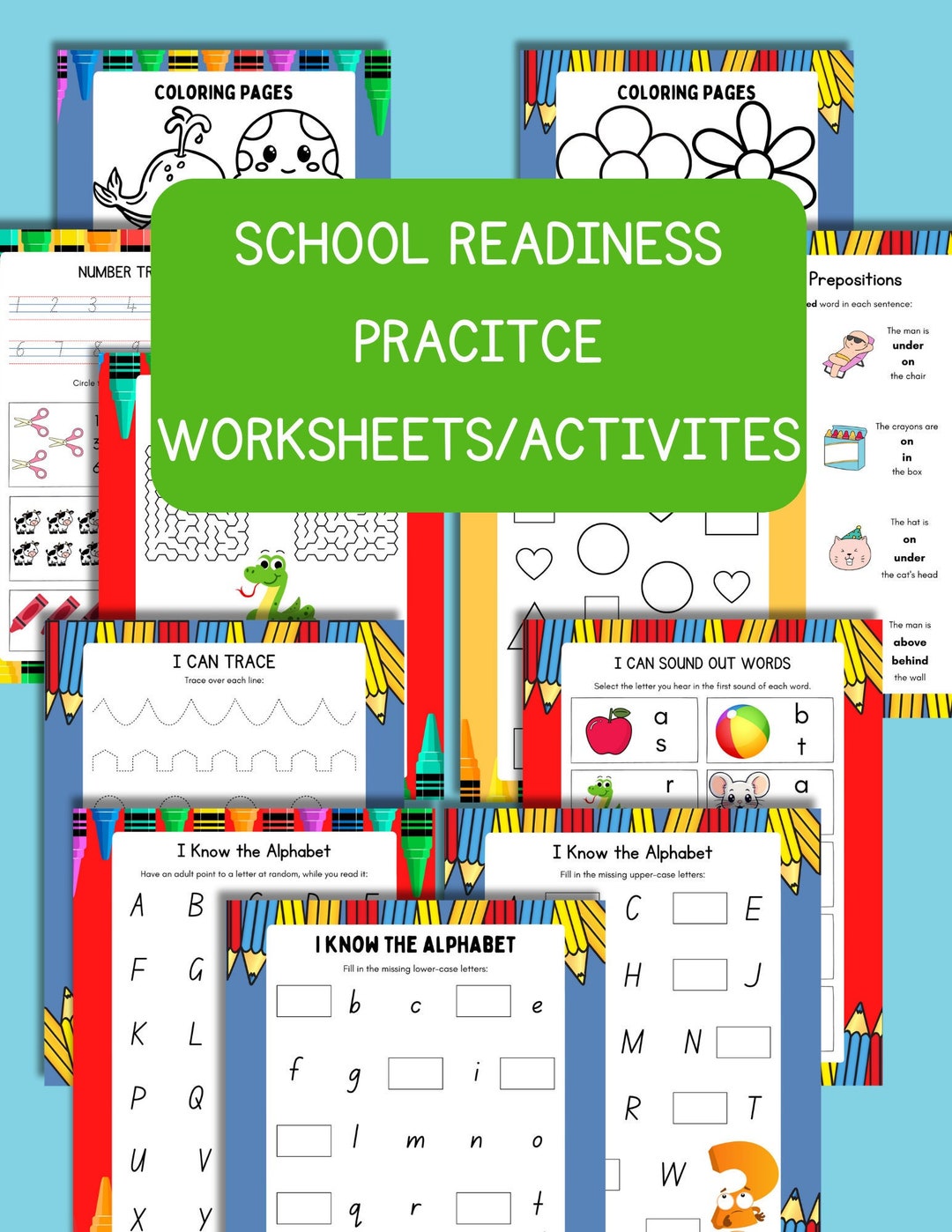 Printable School Readiness Activities Letter Recognition Practice Pre-k ...