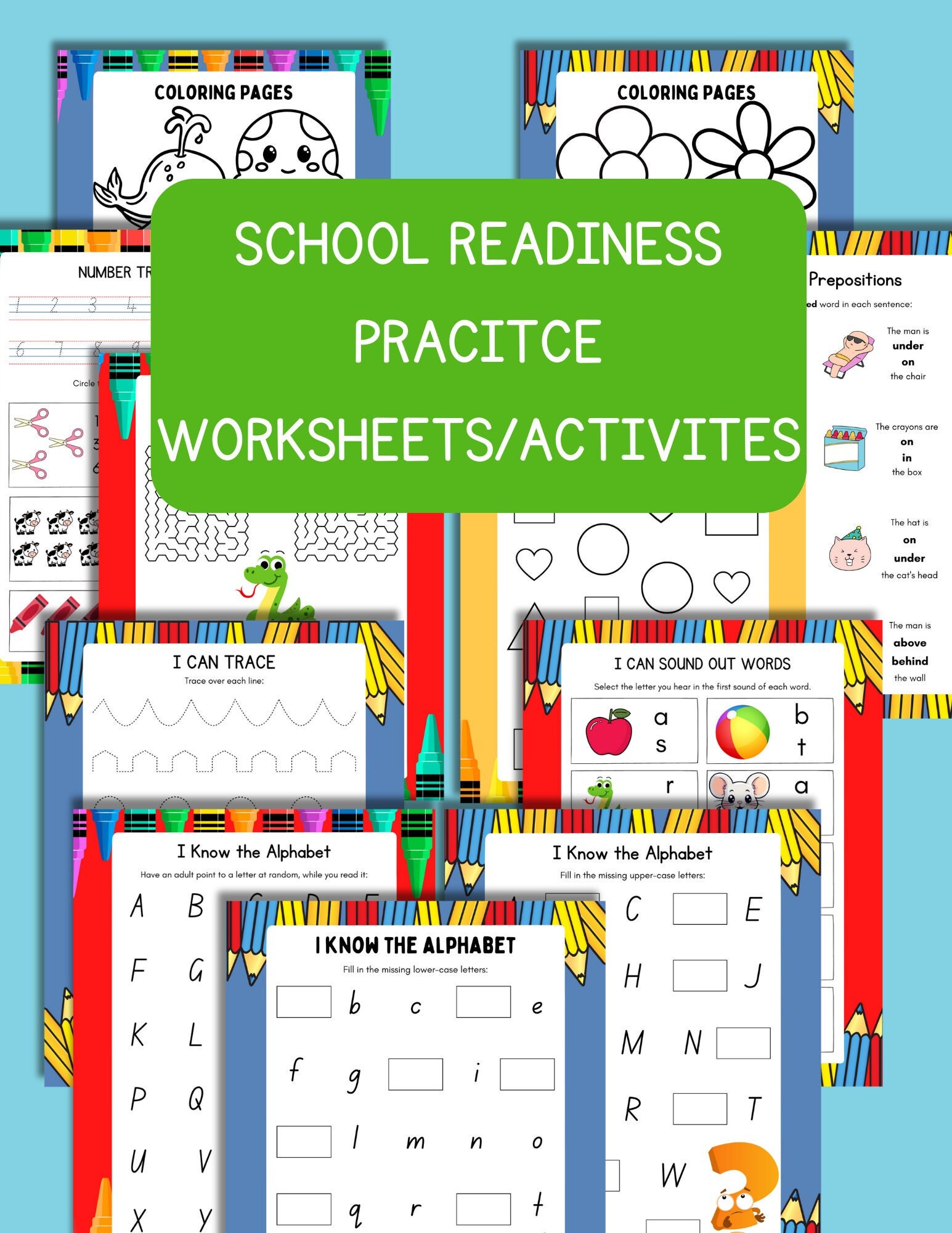 Printable School Readiness Activities Letter Recognition Practice Pre-k ...