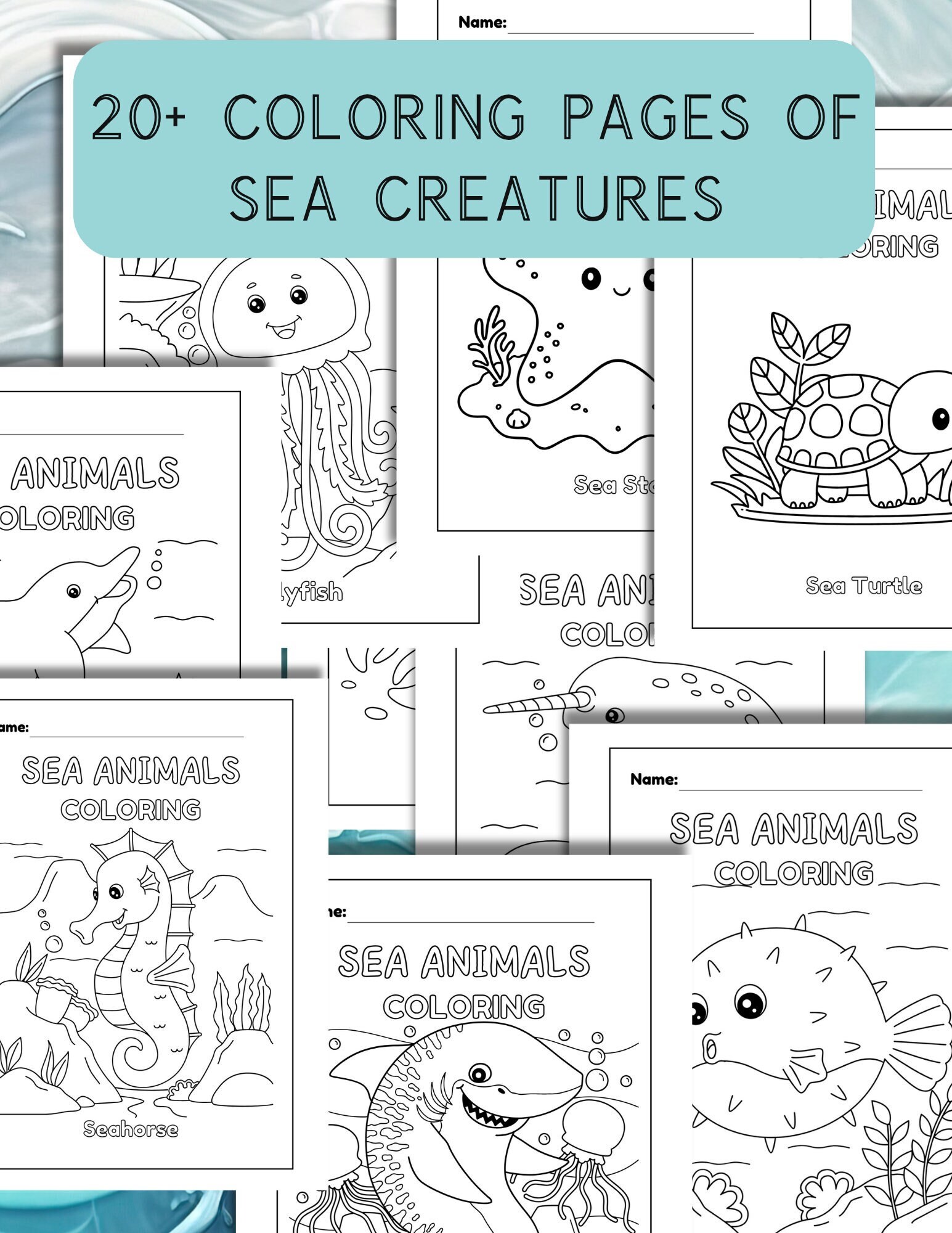 Printable Coloring Pages, Preschool Coloring, Sea Creatures, 20+ Pages ...
