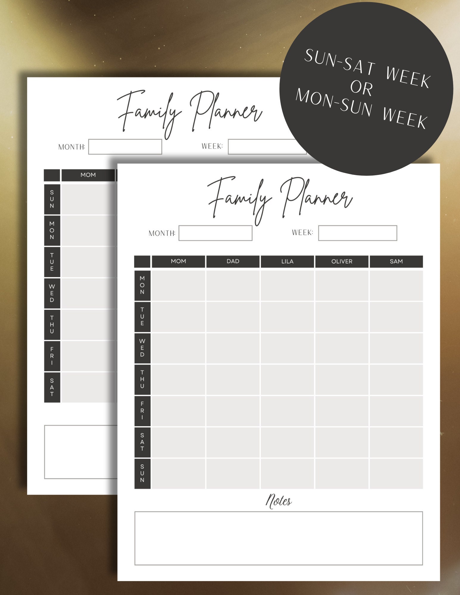 Editable Family Weekly Planner | Customizable Digital Template ...