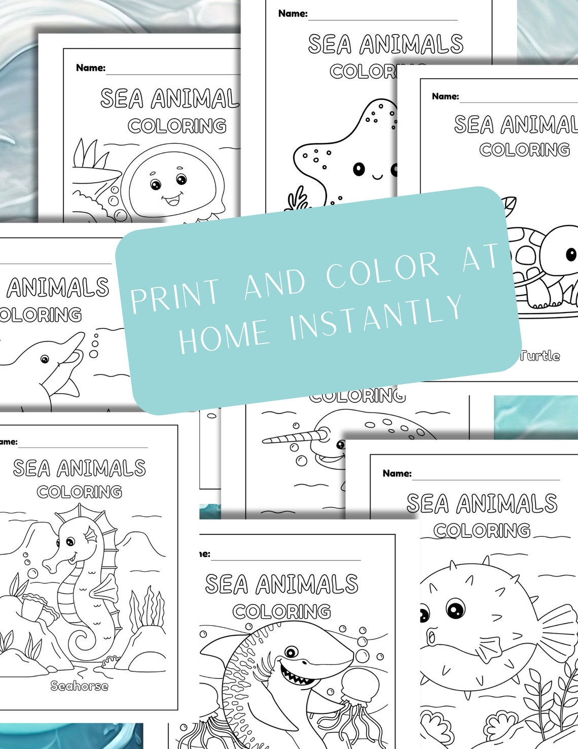 Printable Coloring Pages, Preschool Coloring, Sea Creatures, 20 Pages ...
