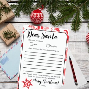 Printable Letter to Santa Kids Christmas Wish List Letter to Father of ...