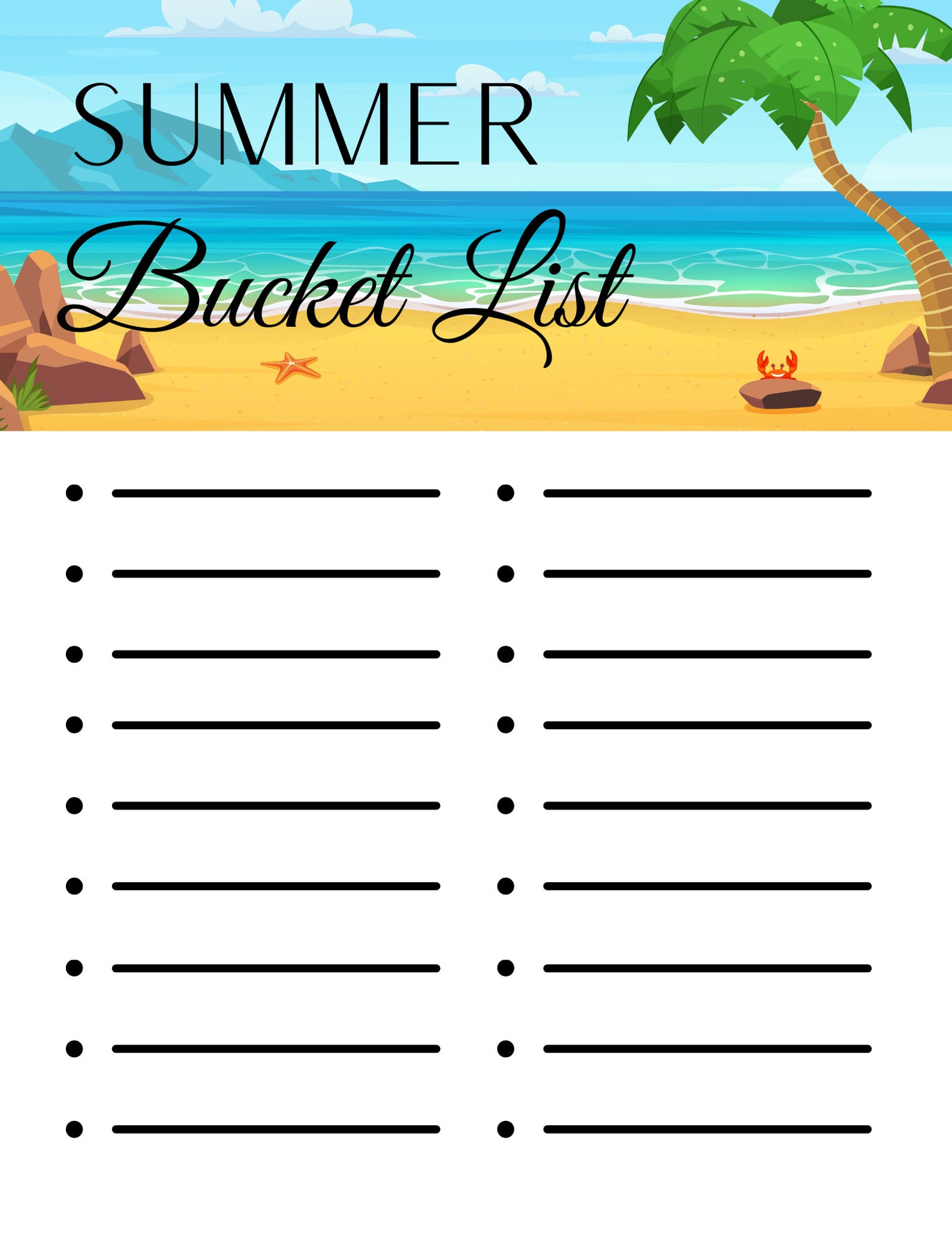 Printable Summer Bucket List for Kids and Families - Fun Activities ...