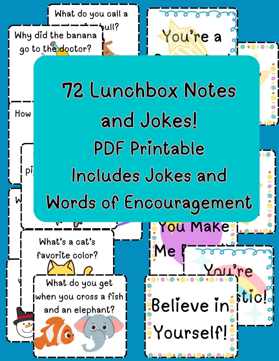 Lunch Notes and Jokes Words of Encouragement Kids Printable Lunchbox ...