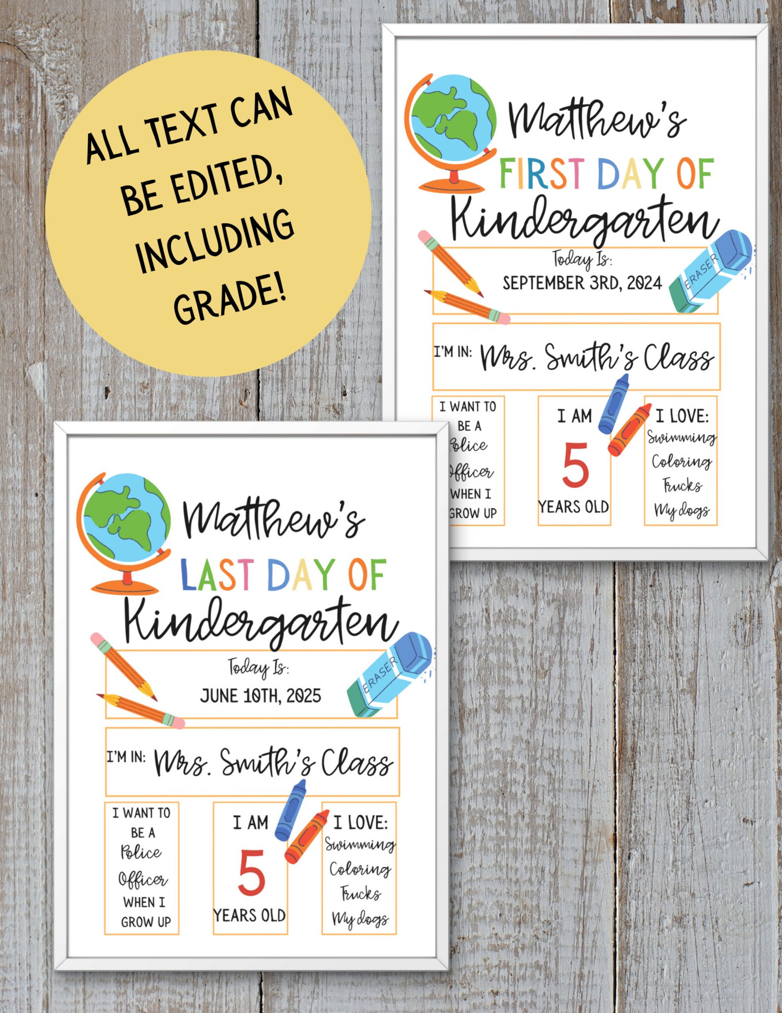 First Day of School Poster Editable First Day of School Back to School ...