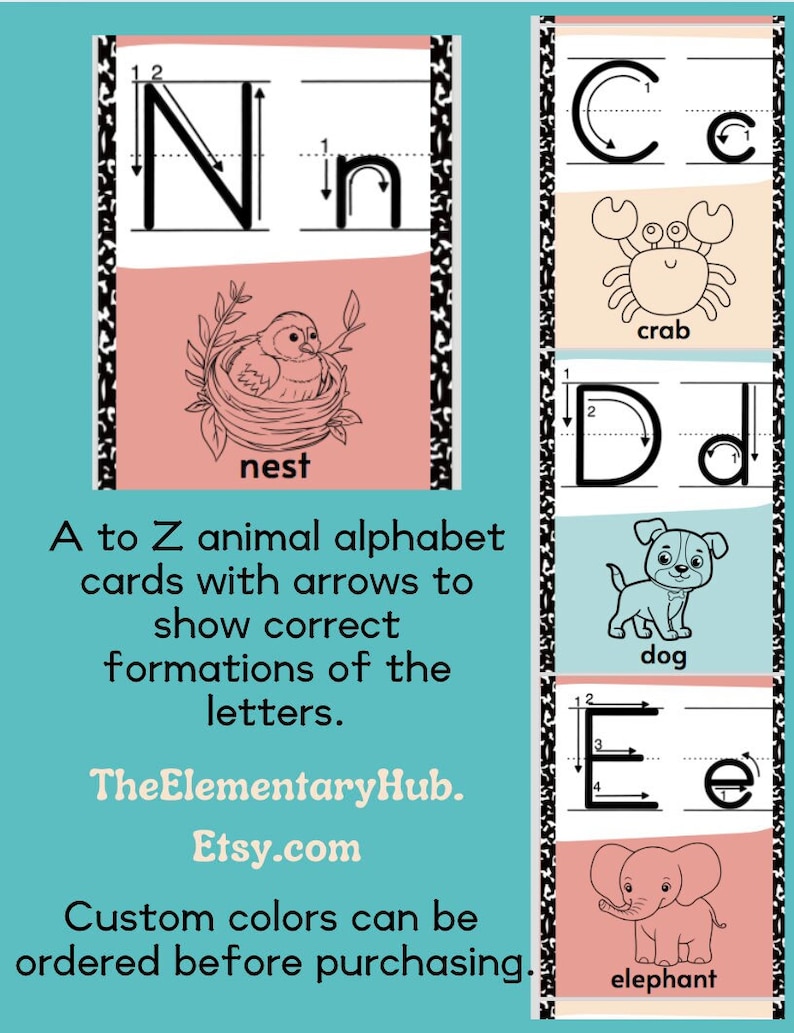 A to Z Alphabet Cards and Letter Formation Arrows - Etsy