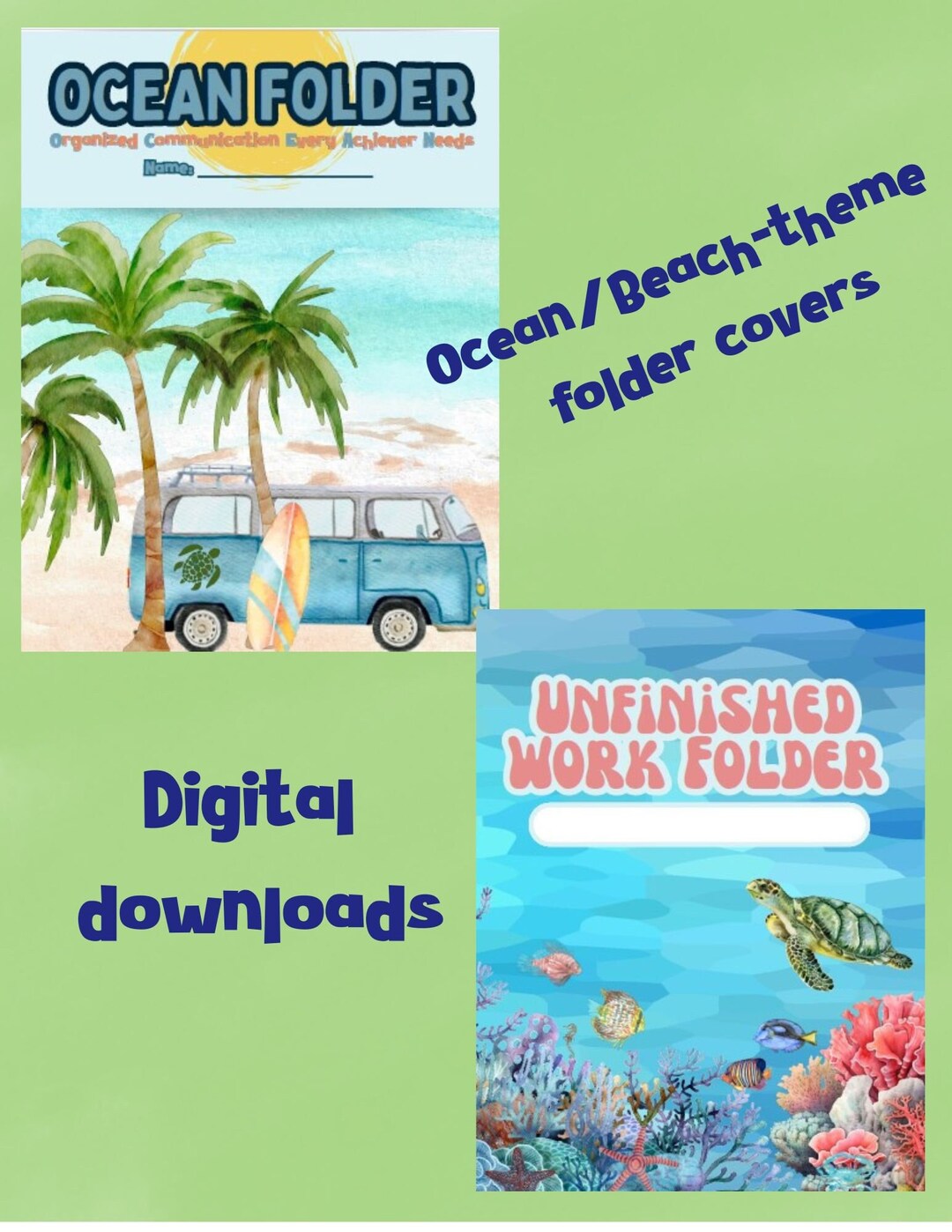 Beach or Ocean Theme Folder Covers - Etsy