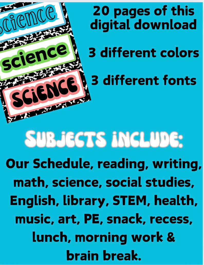 Subject Headings for Magnetic Schedules - Etsy