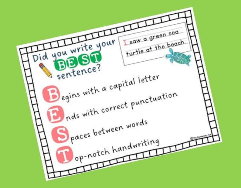 Write Your Best Sentence Anchor Chart - Etsy