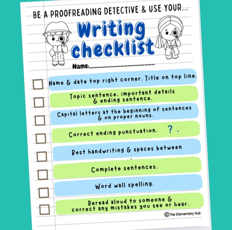 Writing Checklist - Etsy