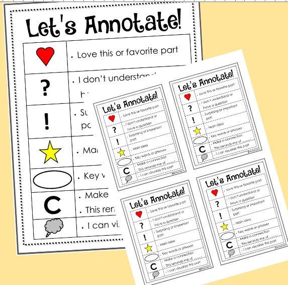 Let's Annotate! Annotation Anchor Chart and Mini-anchor Charts for ...