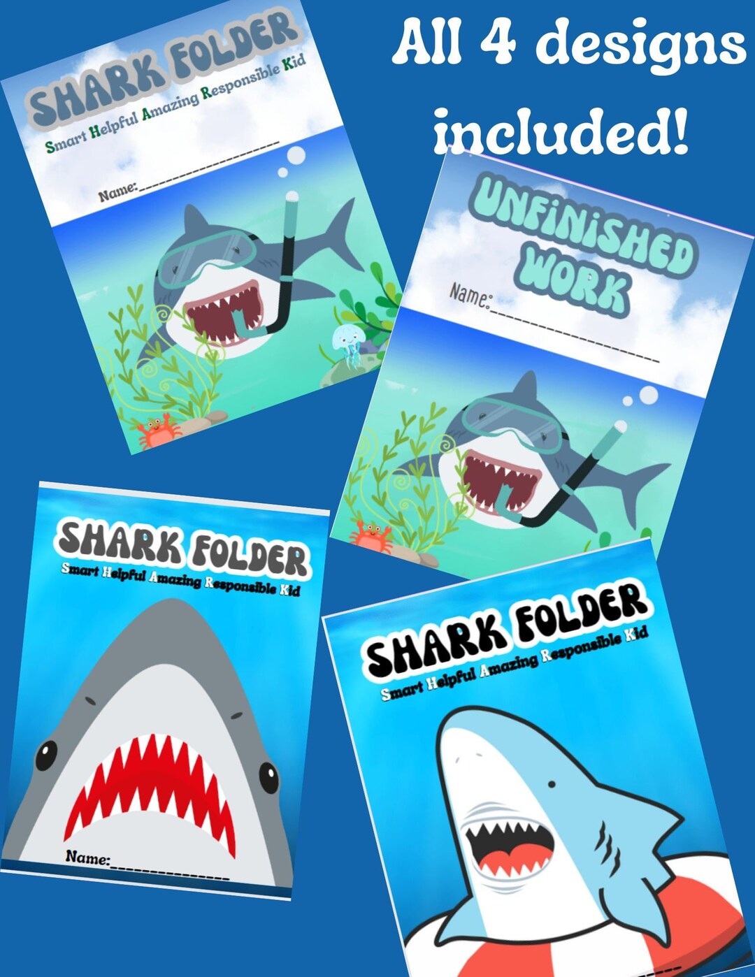 SHARK Folder Cover and Unfinished Work Folder Cover - Etsy