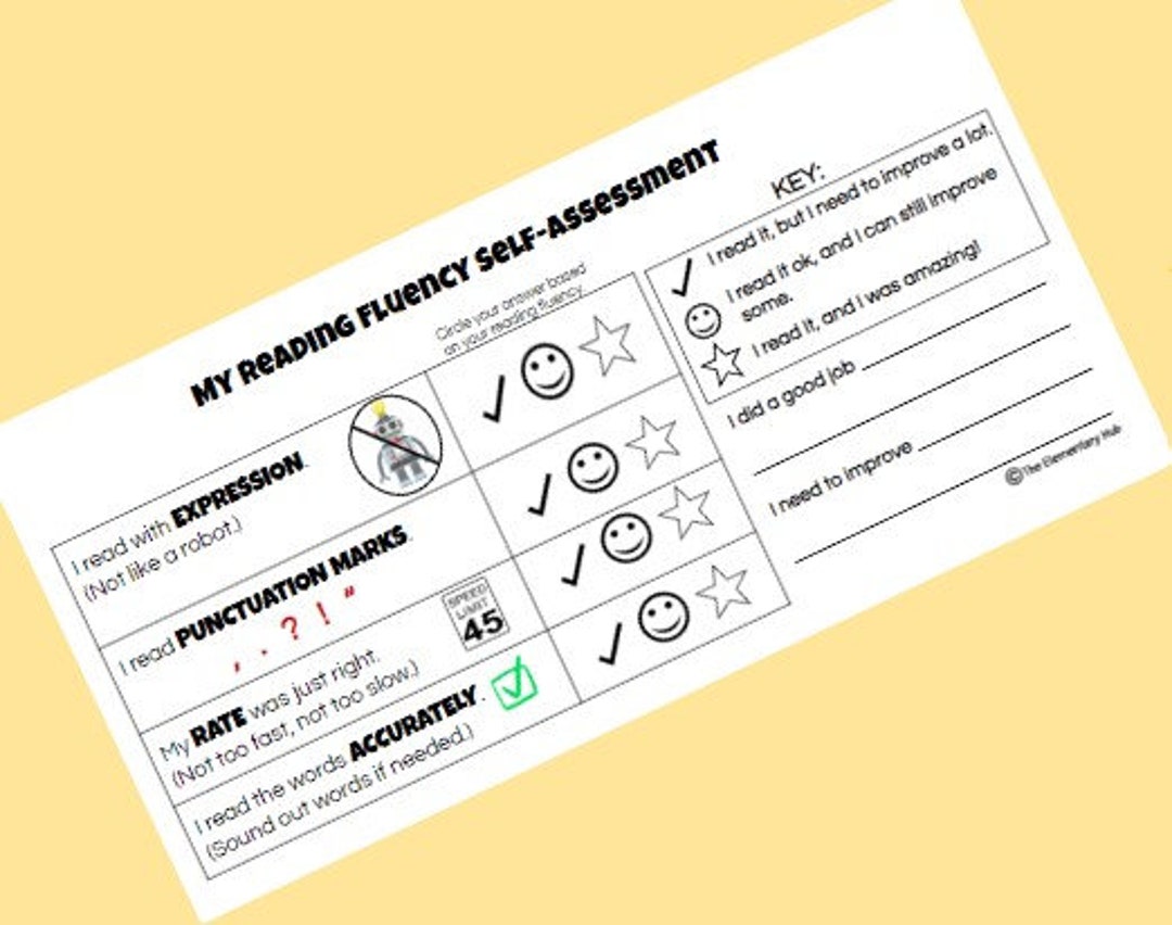 Reading Fluency Student Self-assessment - Etsy