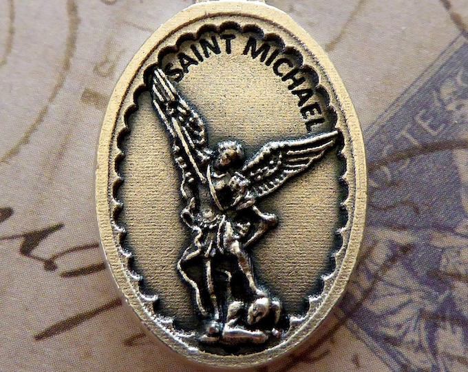 Saint MICHAEL the Archangel PROTECT US Silver Italian Catholic - Etsy