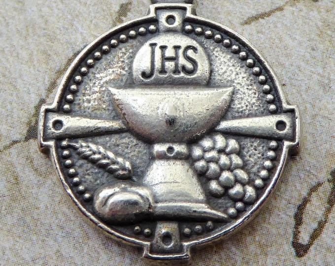 First Holy Communion Italian Matte Silver Religious Medal Pendant ...