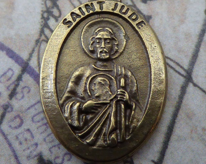 Vintage Italian St. Jude Thaddeus Bronze Religious Medal Patron Saint ...