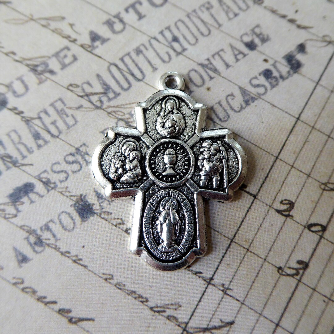 Mid-century Modern Silver Holy Cross Medal All Saints Jesus, Mary ...