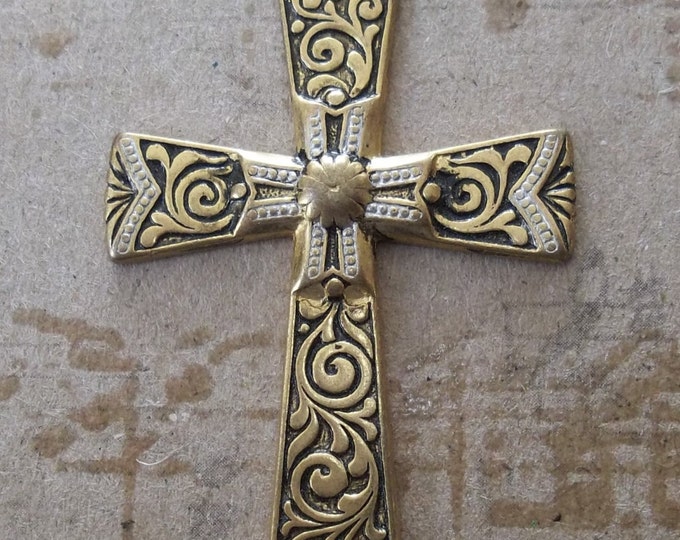 Gold & Silver Cross Medal With Swirly Scrollwork Decoration - Etsy