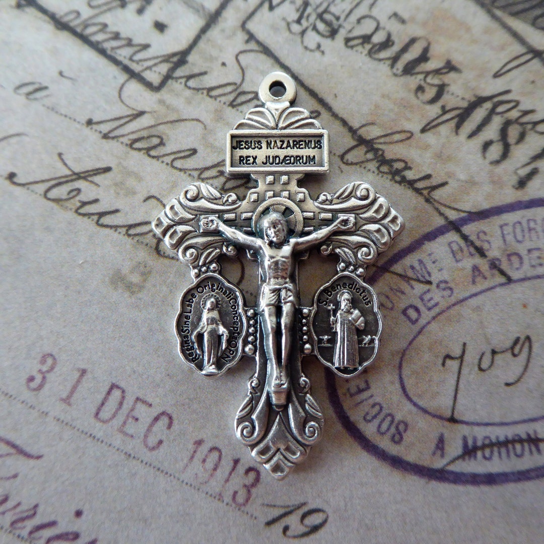Ornate Italian Pardon / Indulgence Crucifix Silver Cross Catholic ...