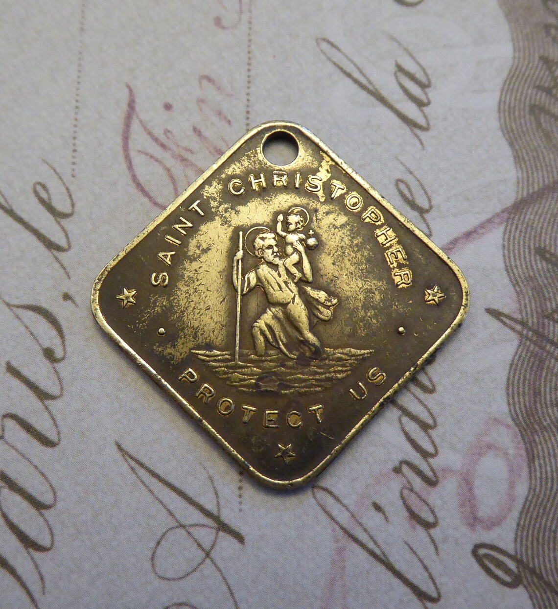 Vintage Solid Bronze Holy Saint Christopher Be My Guide | Etsy