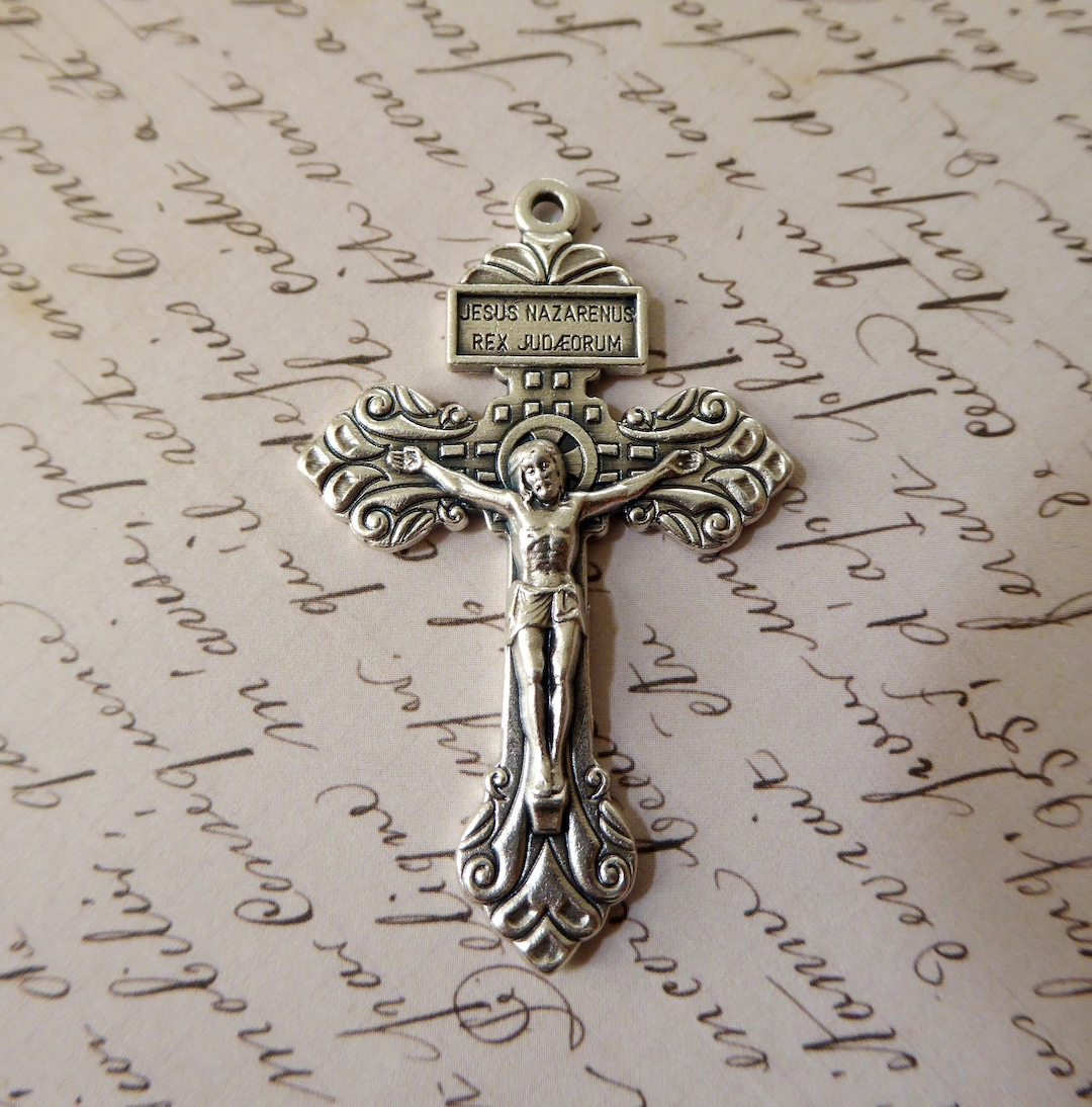 Large Italian Silver Pardon / Indulgence Crucifix Cross Catholic ...