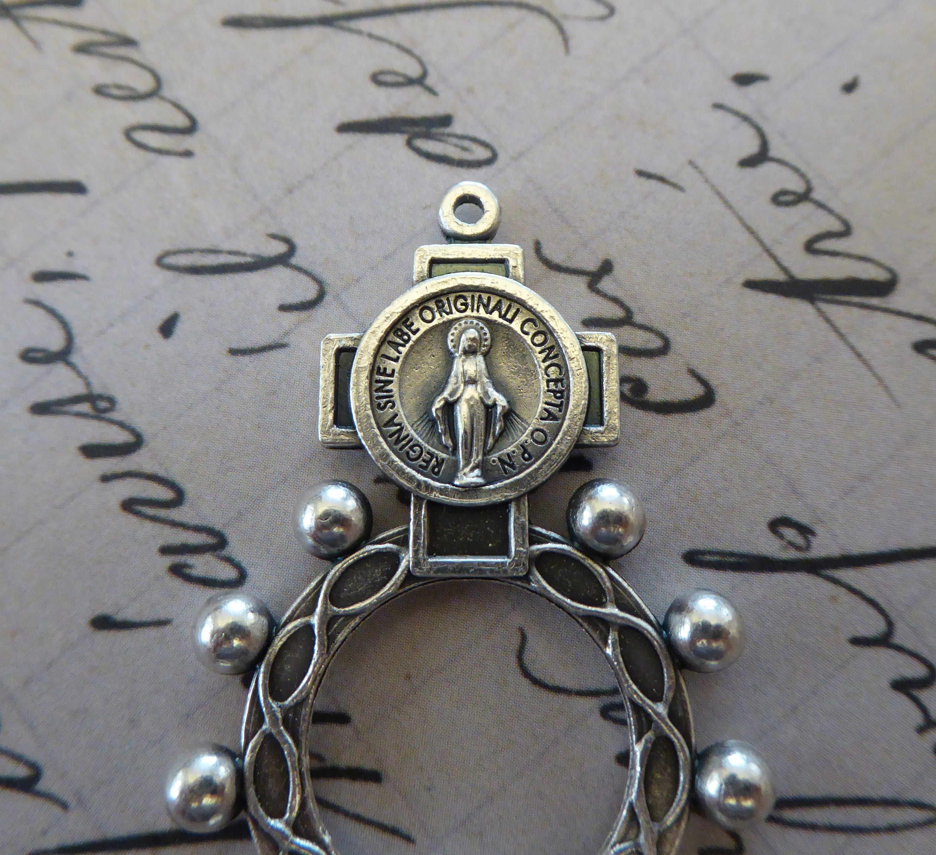 Italian Matte Silver Ave Maria Miraculous Medal Of The Blessed | Etsy