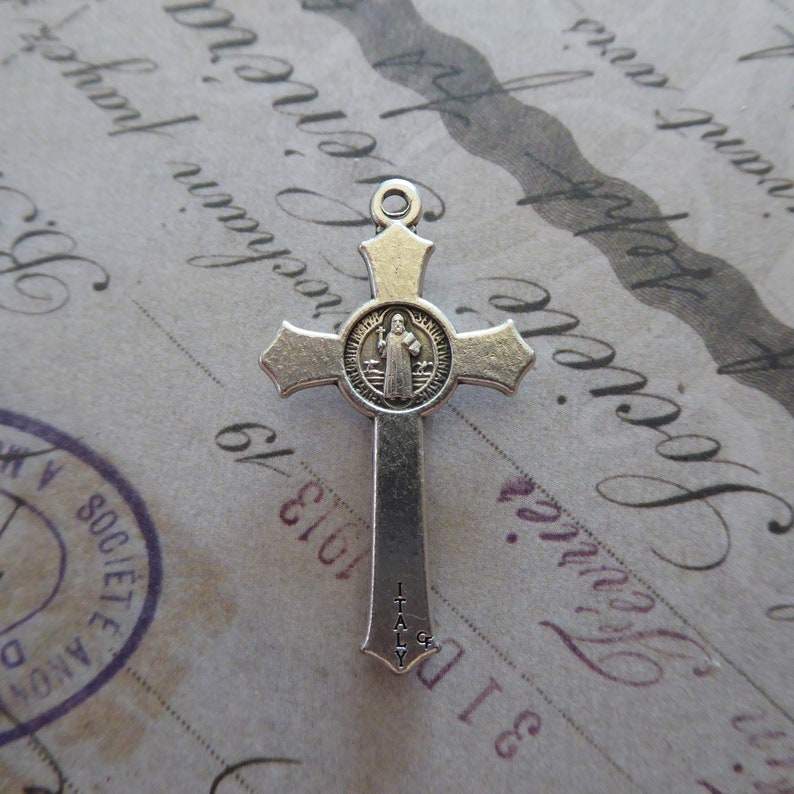 Silver GOTHIC Saint Benedict Crucifix Medal Cross Patron St. - Etsy
