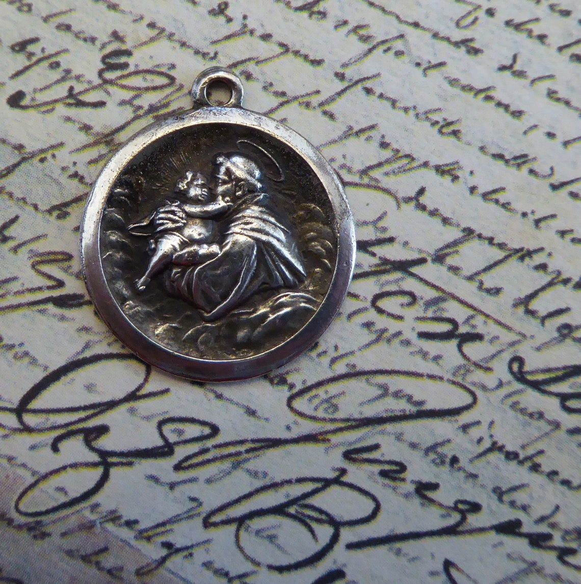 Pure Silver Saint Anthony & Jesus Religious Medal Patron of | Etsy