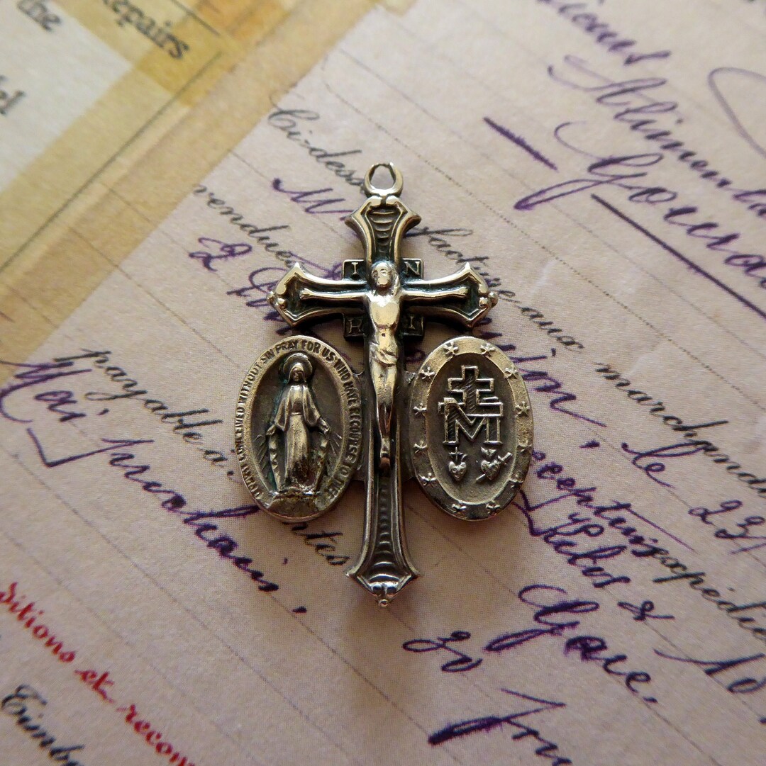 Vintage Catholic Crucifix Holy Cross Pendant Italian Religious ...