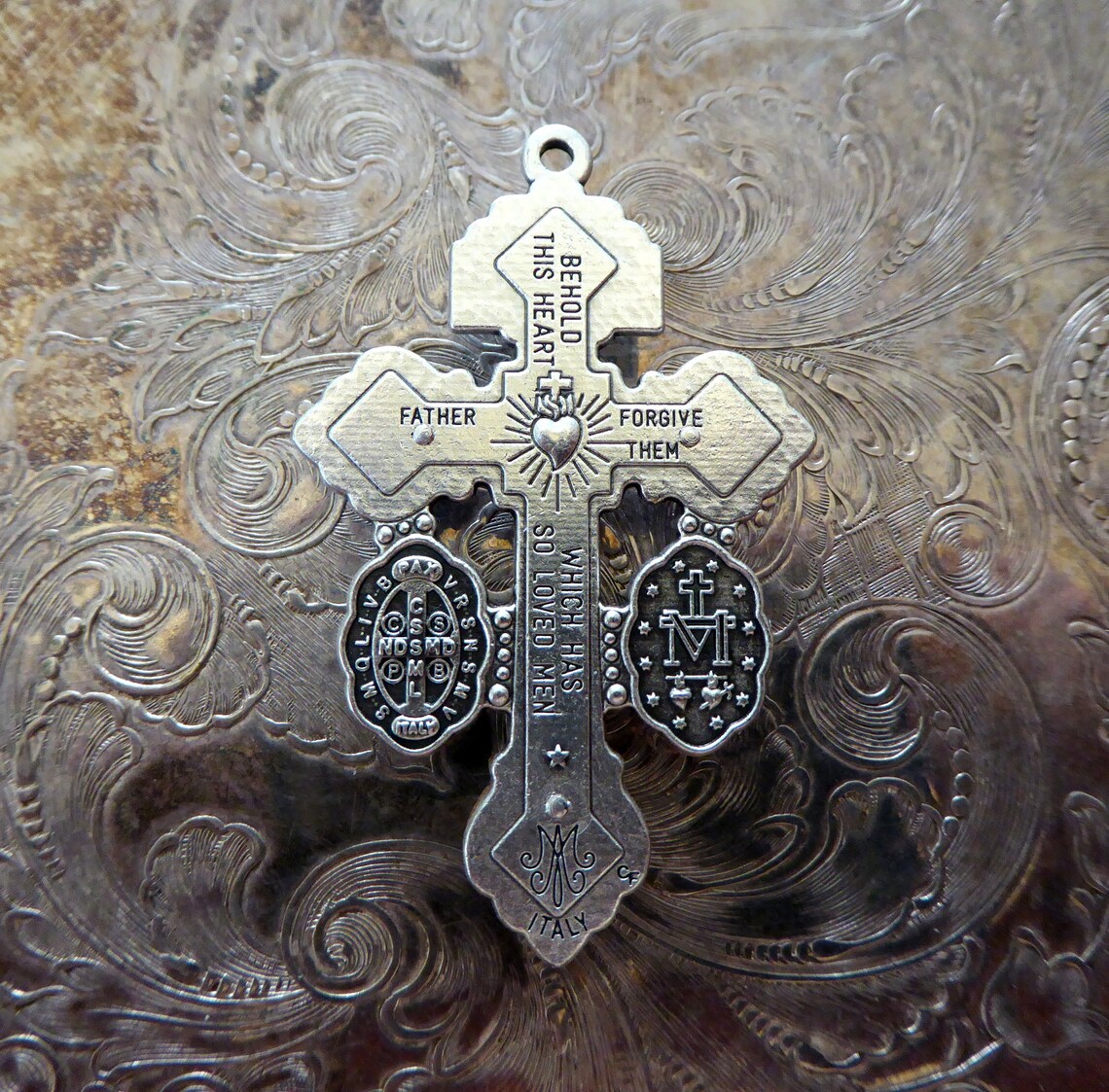 Large RARE Italian Pardon / Indulgence Crucifix Silver Cross Catholic ...