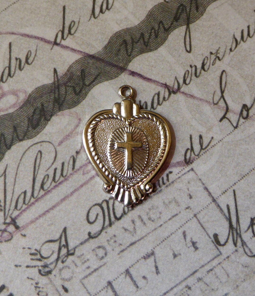 Silver Holy Sacred Cross in Heart Shaped Miraculous Medal - Etsy