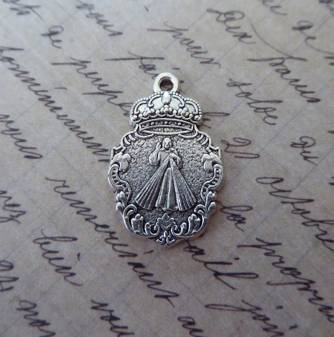 Divine Mercy Miraculous Medal: Jesus Christ Devotional, Silver Crown ...