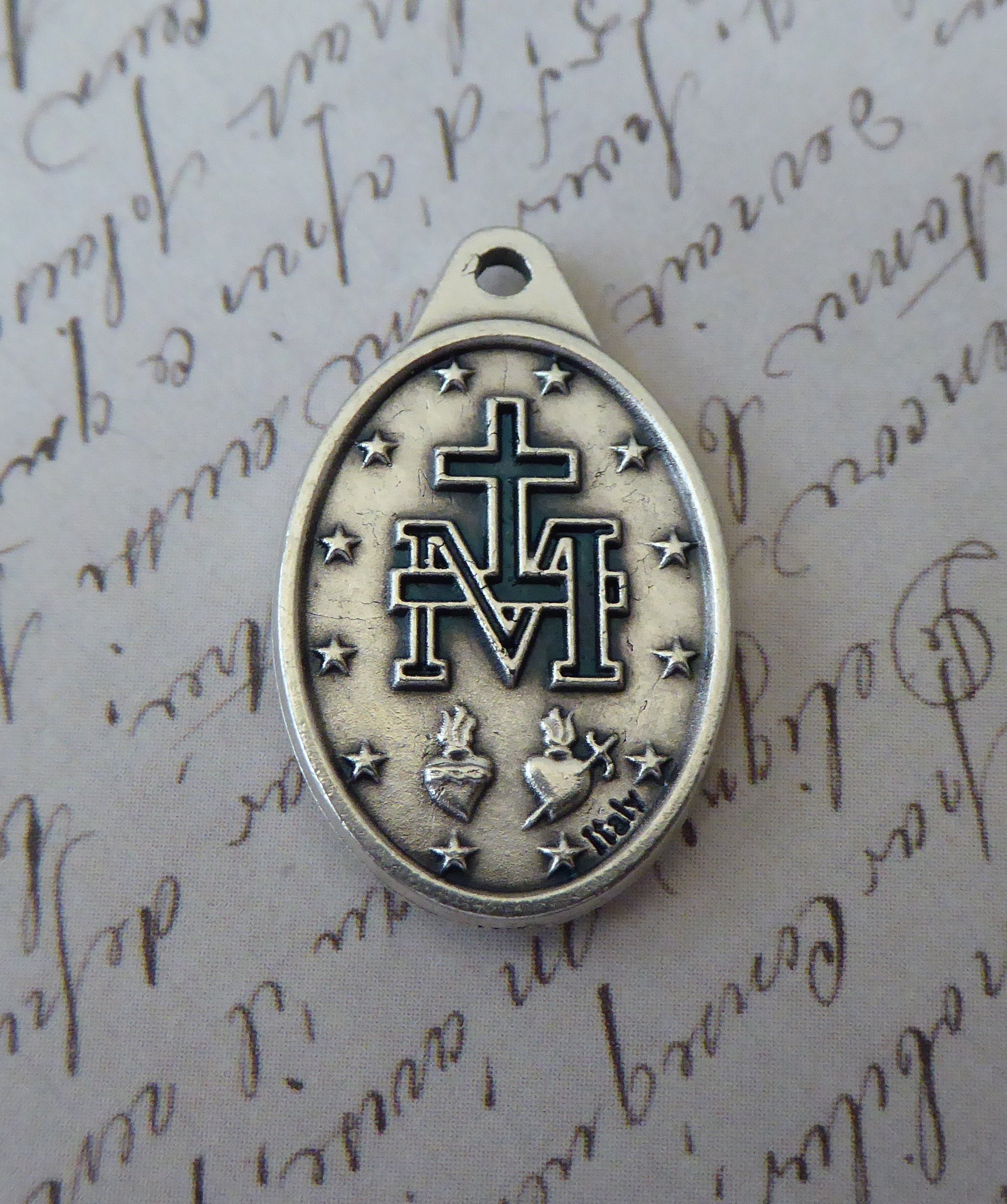 Catholic Necklace Pendant Silver Italian Medallion | Etsy