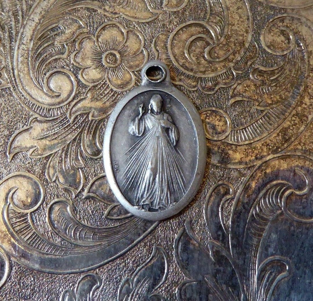 Silver Divine Mercy Religious Miraculous Medal: Italian Catholic ...