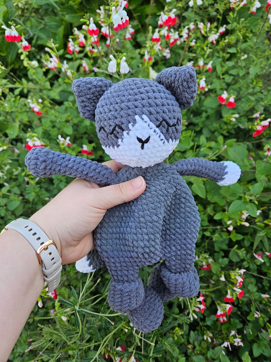 Handmade Customizable Milo the Cat Snuggler, Crochet Lovey Cuddle Toy ...