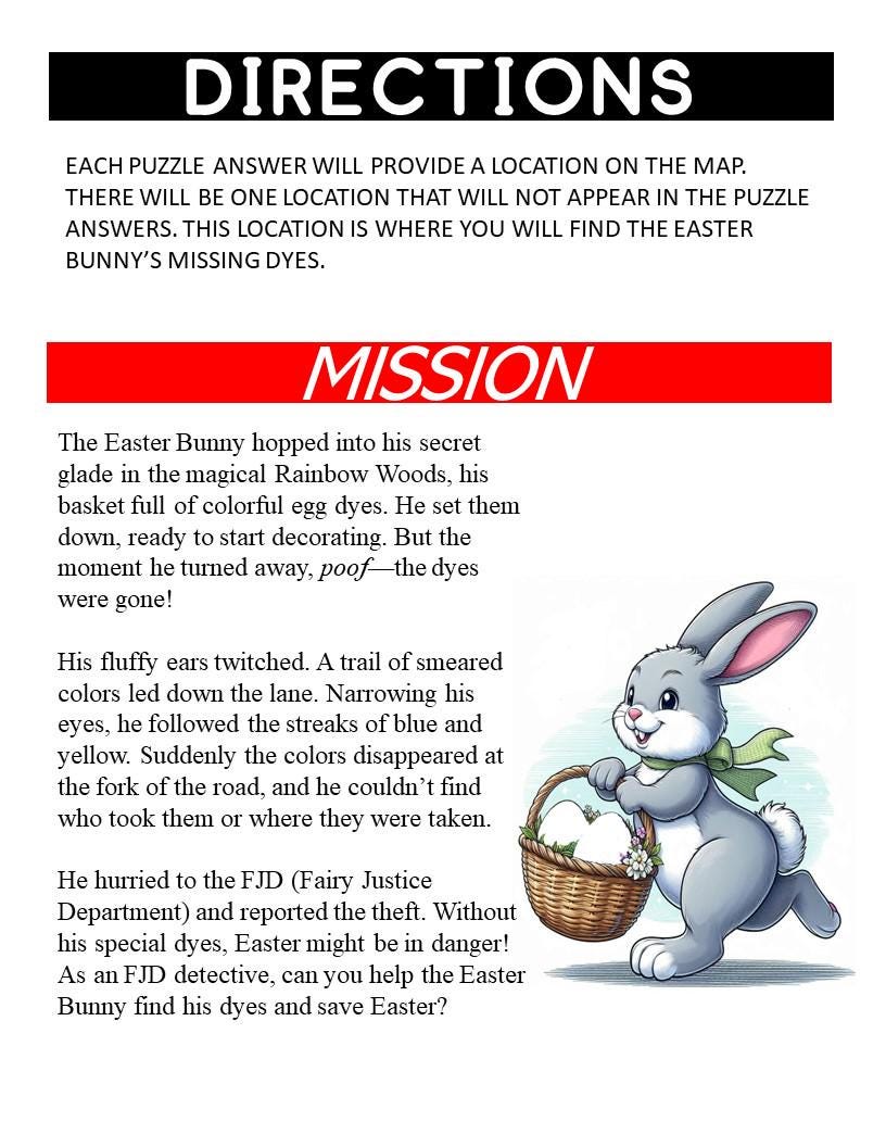 Printable Detective Game for Kids - Easter Bunny Mystery - Party Game ...