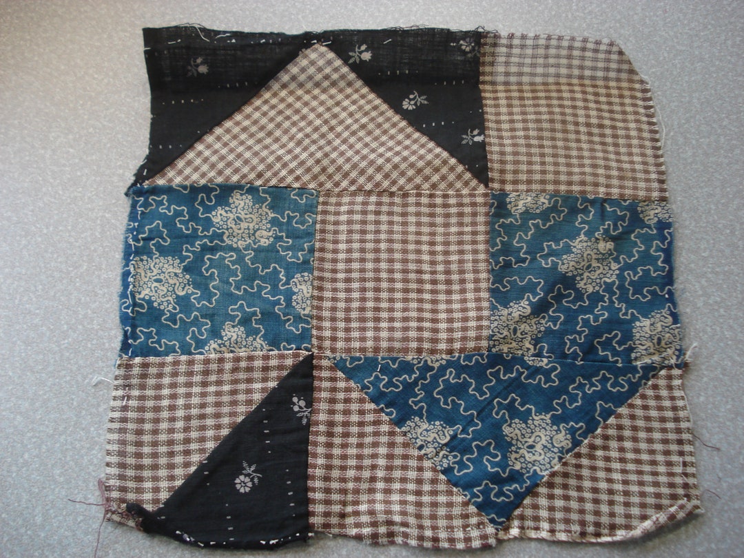 Antique 1800's Quilt Block - Hand Pieced - Farm House - Primitive ...
