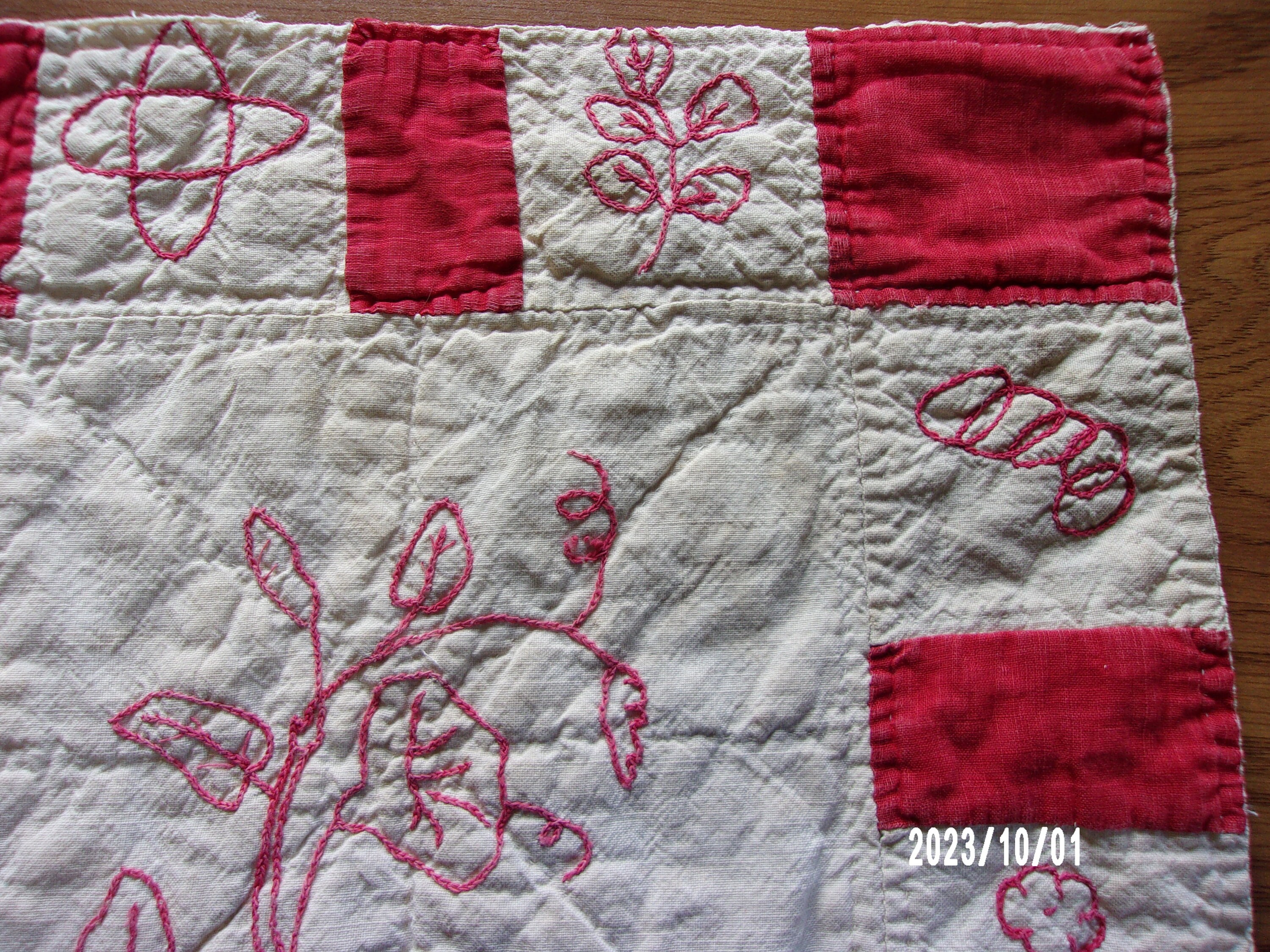 Antique 1893 Redwork Quilt Block Flower Center Hand - Etsy