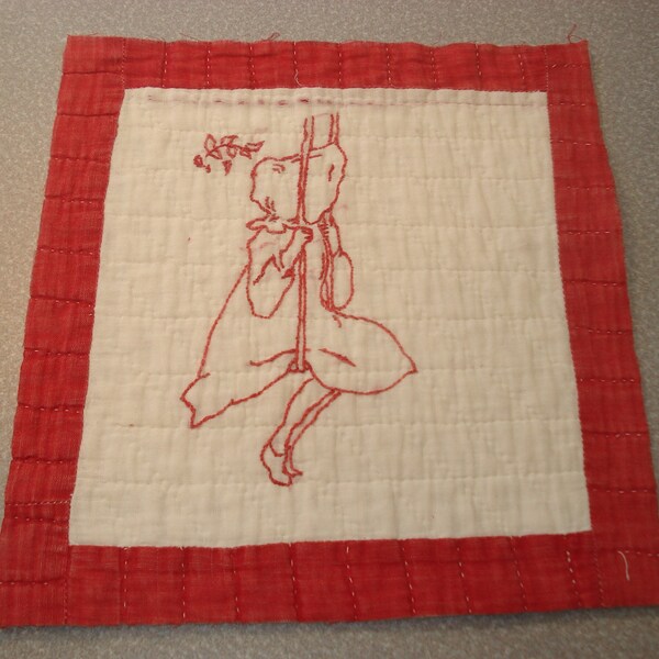 Redwork Quilt - Etsy