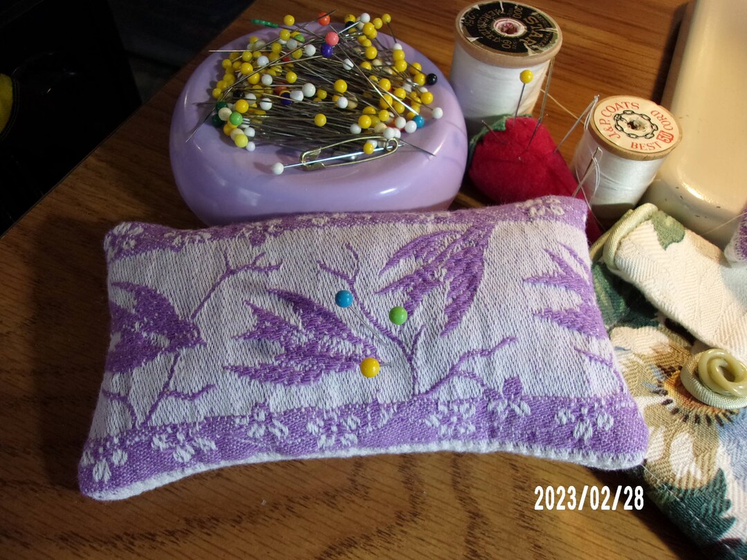 Darling Handmade Sachet Pin Cushion Birds Branches Flowers Vintage ...