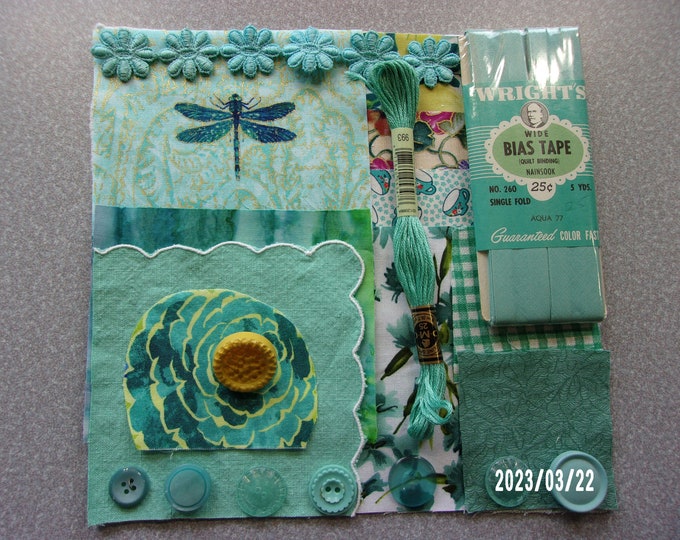 Dragonfly Slow Stitch Kit Inspiration Sewing Kit Junk Journal Kit ...