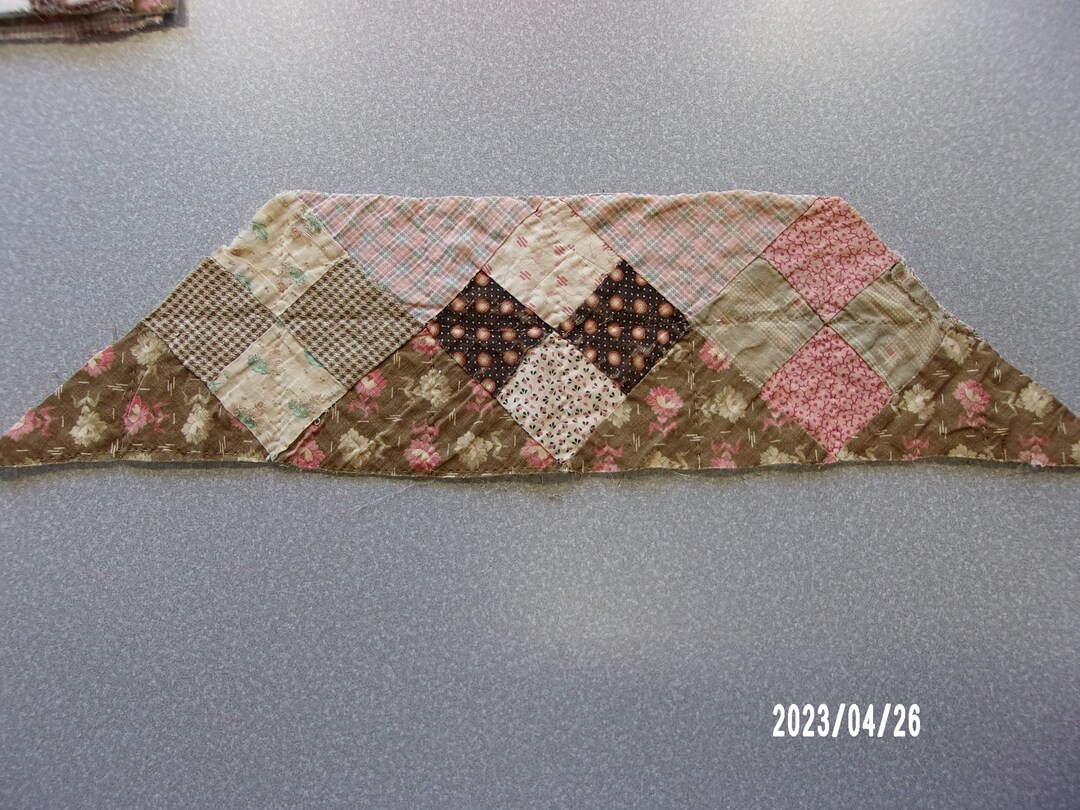 Mid 1800's Antique Quilt Piece - Florals - Stripes - Plaids - Pinks ...