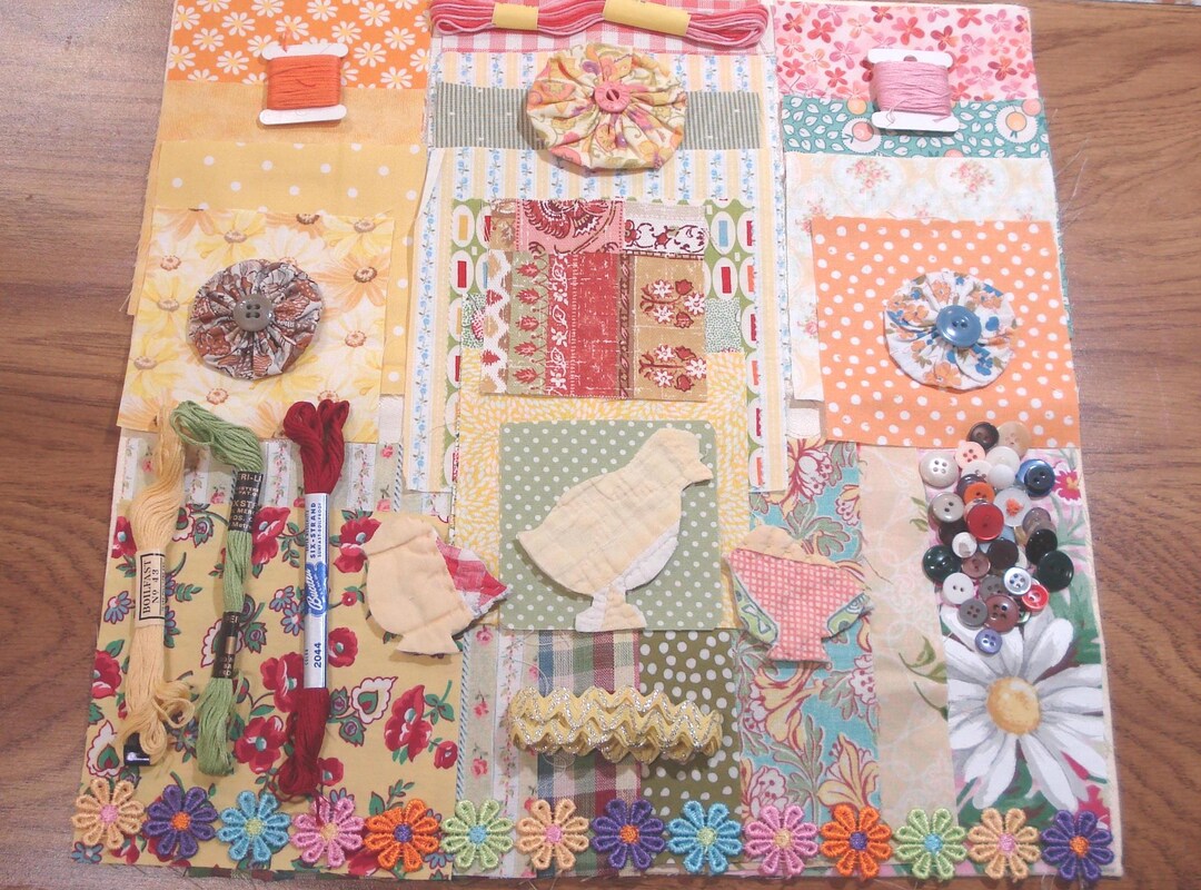 Hen & Chicks Slow Stitch Kit - Slow Sewing Inspiration Kit - Junk ...