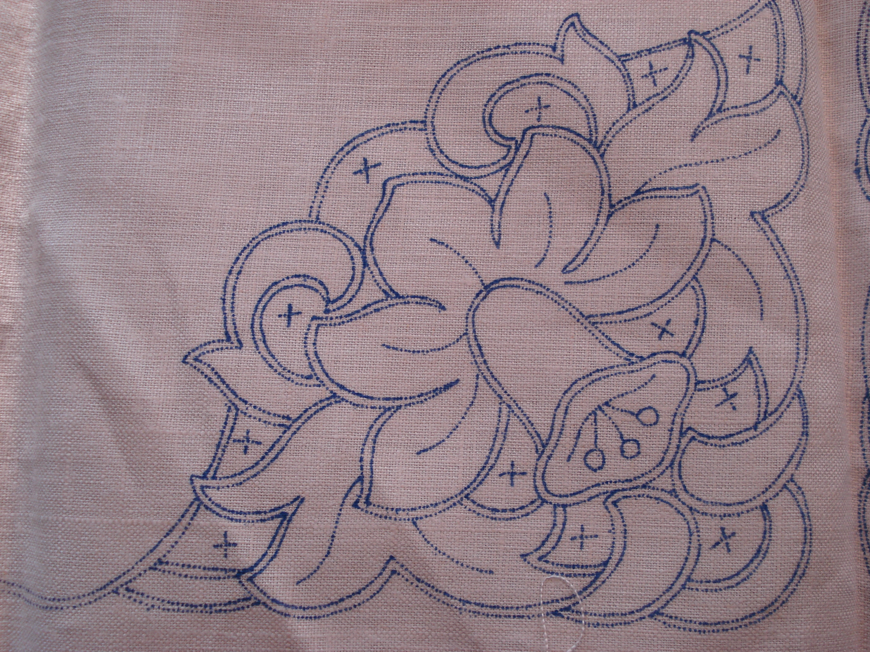 Antique Pre-printed Stamped Bridge Set - Tablecloth With 4 Napkins ...