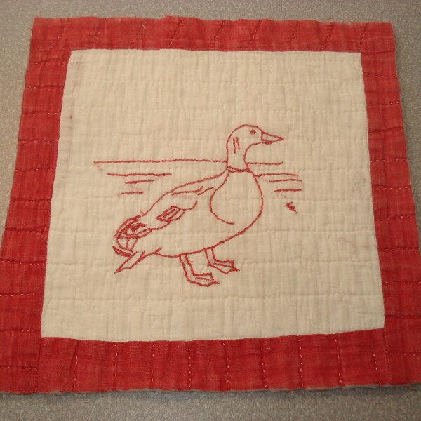 Redwork Quilt - Etsy